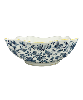 SACRED BIRD & BUTTERFLY BLUE SQUARE BOWL, LARGE