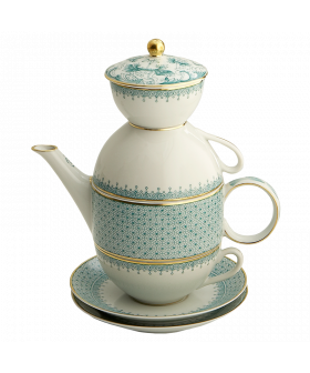 GREEN LACE TEA FOR TWO BOXED SET